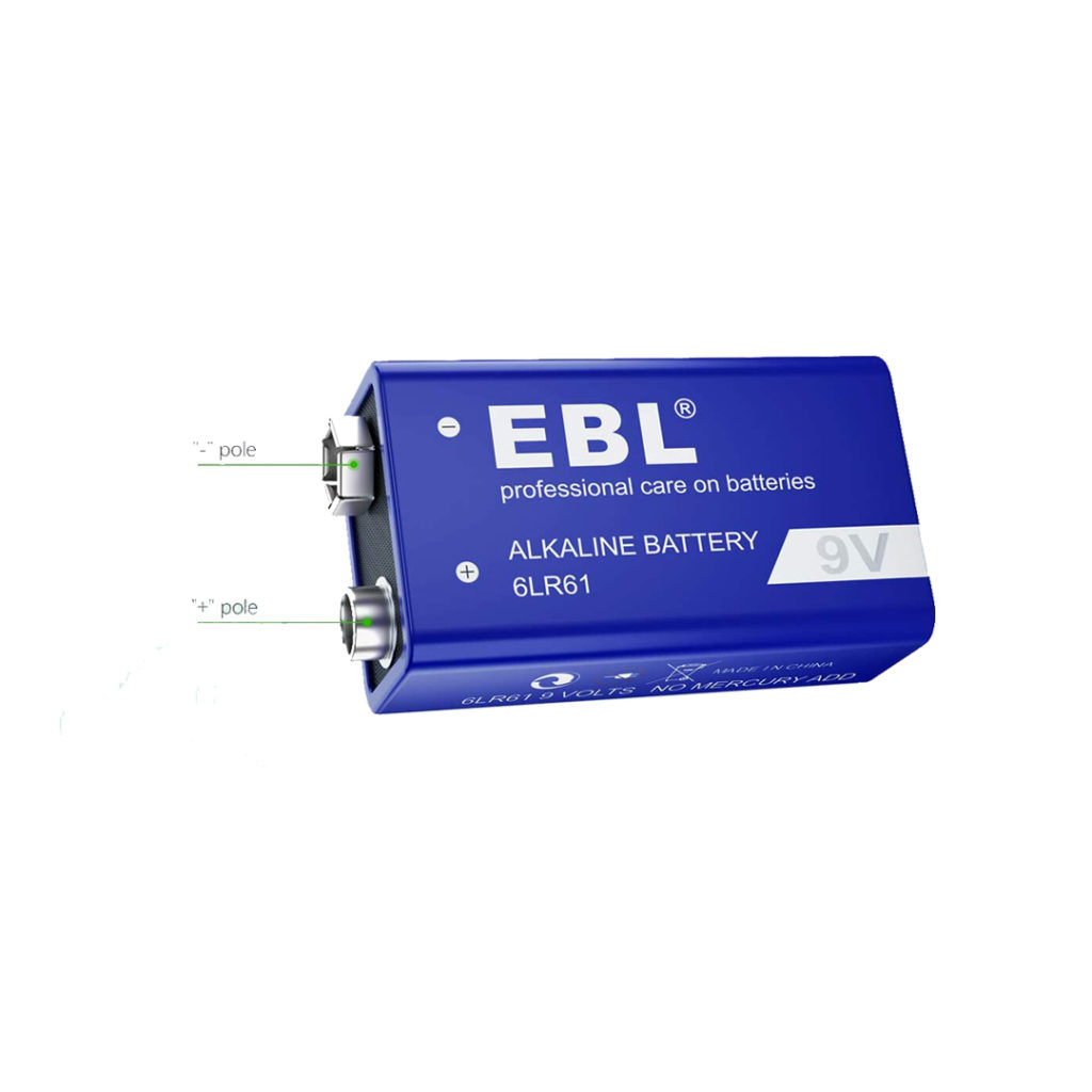 Batería alcalina de 9 volt.